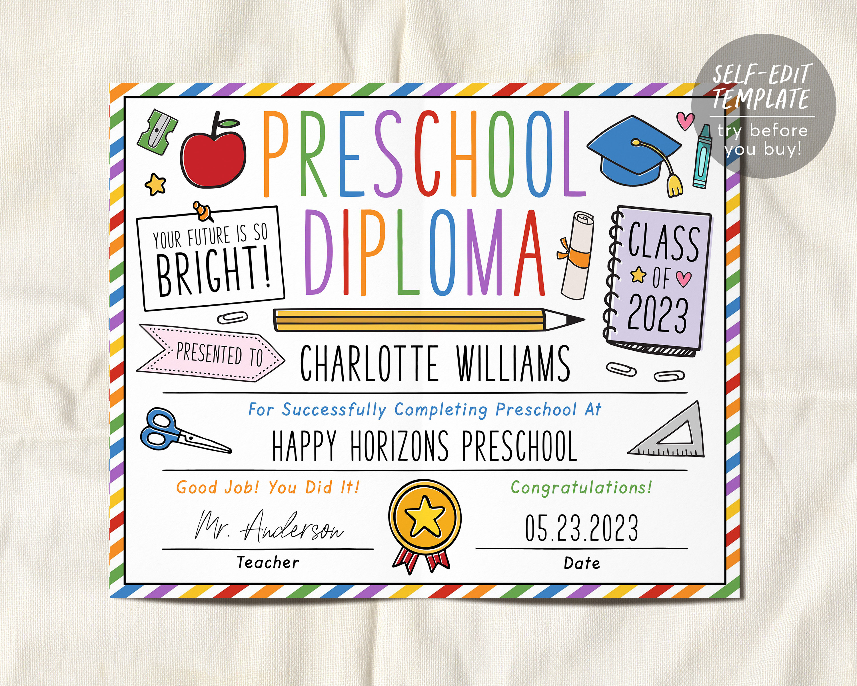 Preschool Graduation Ceremony BUNDLE Editable Template, Pre-k ...