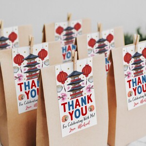 Hibachi Birthday Dinner Party Favor Tags Editable Template, Japanese ...