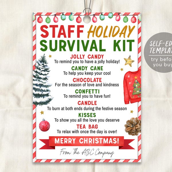 Christmas Candy Survival Kit - Etsy