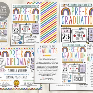Pre-k Graduation Ceremony BUNDLE Editable Template, Preschool ...