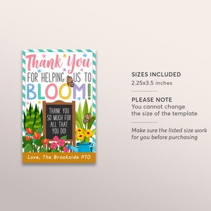 Thank You for Helping Us Bloom Gift Tags Editable Template, Floral ...