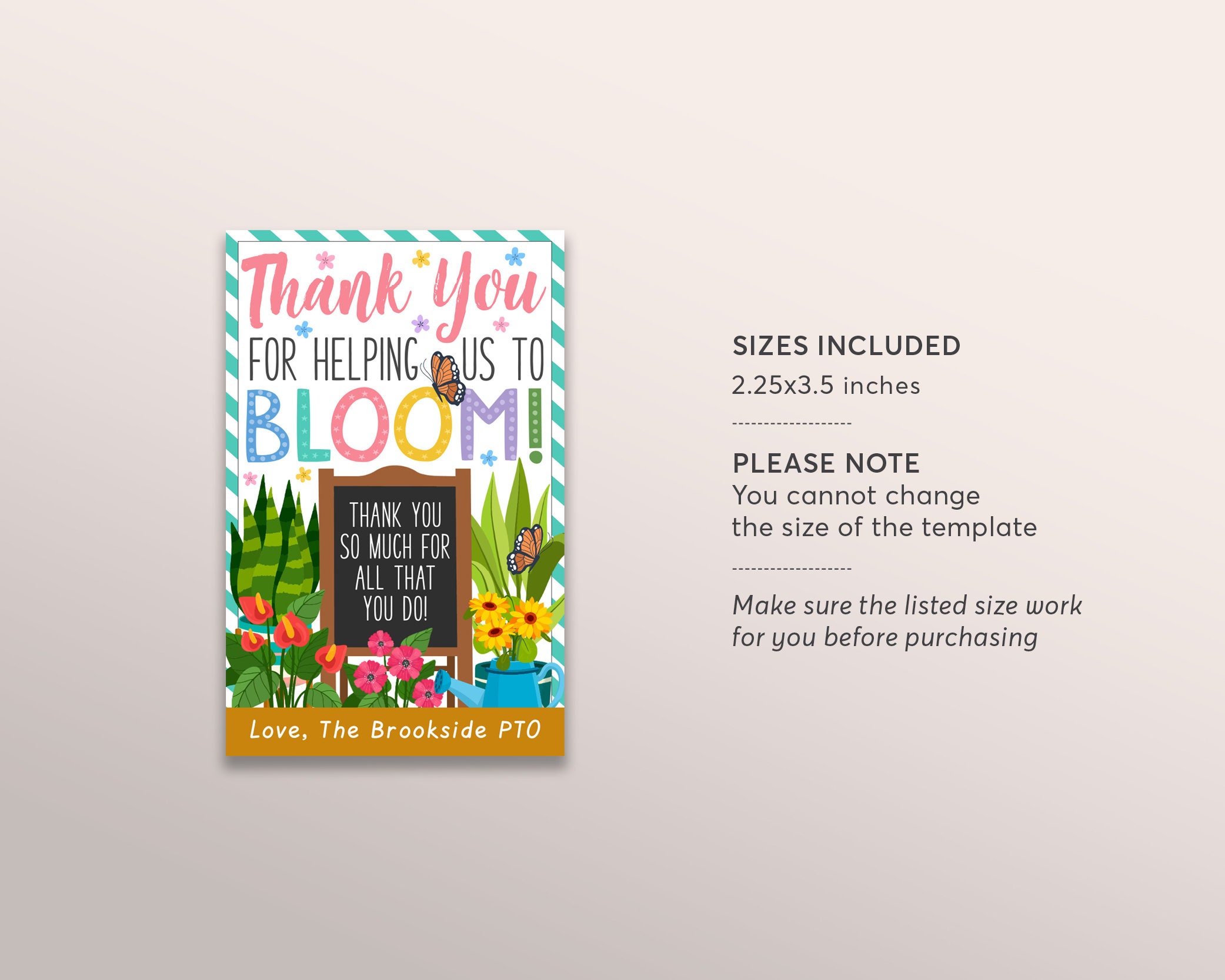 Thank You for Helping Us Bloom Gift Tags Editable Template, Floral ...