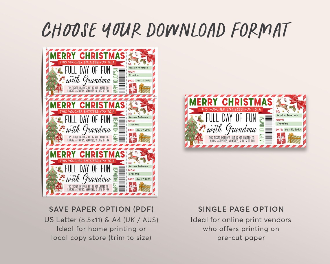 Christmas Fun Day Ticket Editable Template, Surprise Day of Fun With ...