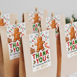 Gingerbread Birthday Party Favor Tags Editable Template, Christmas ...