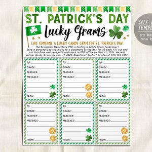 St. Patrick's Day Lucky Gram Flyer Editable Template, Saint Patrick's ...