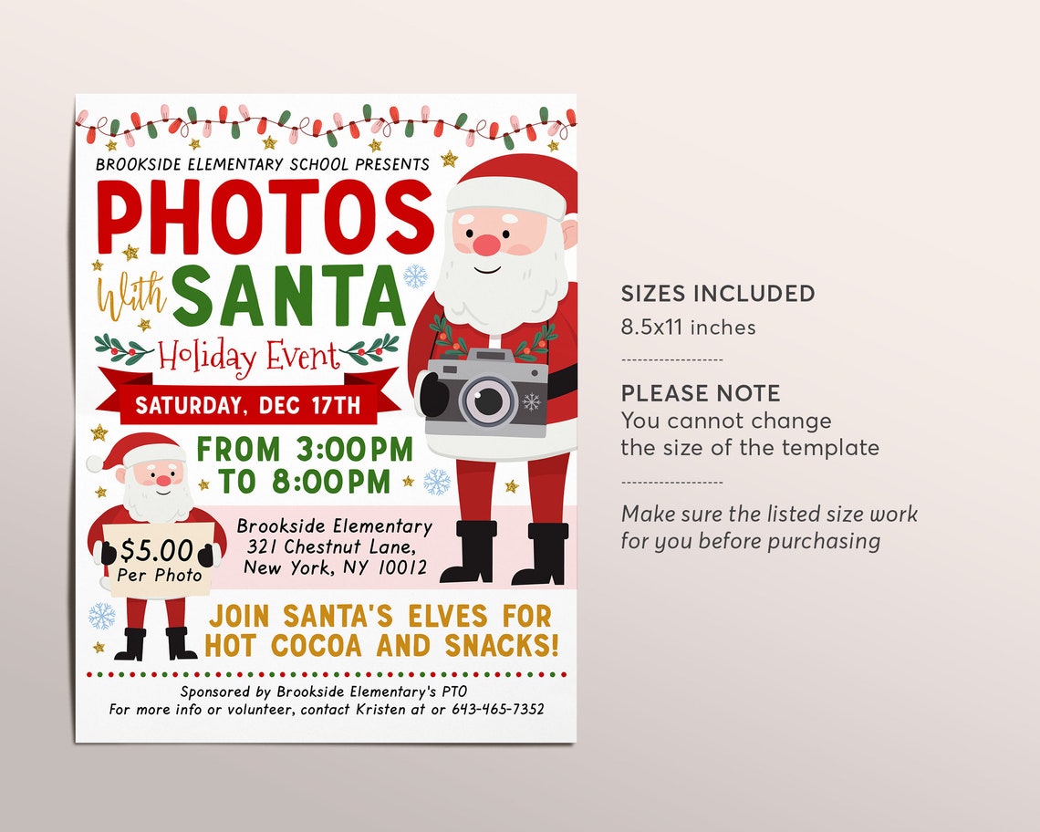 Photos With Santa Flyer Editable Template Picture With Santa - Etsy