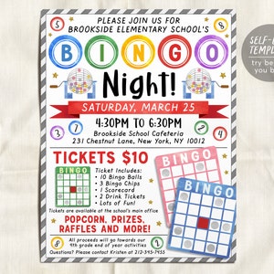 Bingo Night Fundraiser Flyer Editable Template, Bingo Flyer Game Night ...