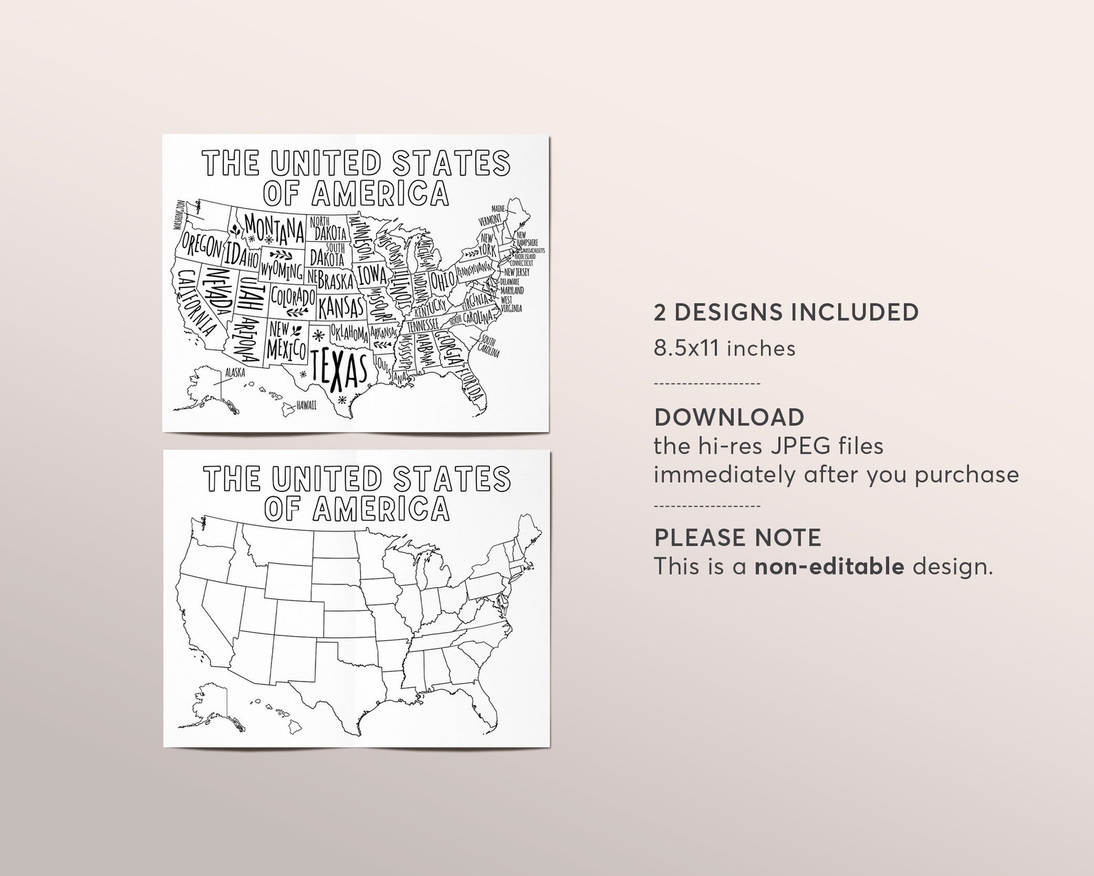 United States Map Coloring Page, States Classroom Coloring Sheet ...