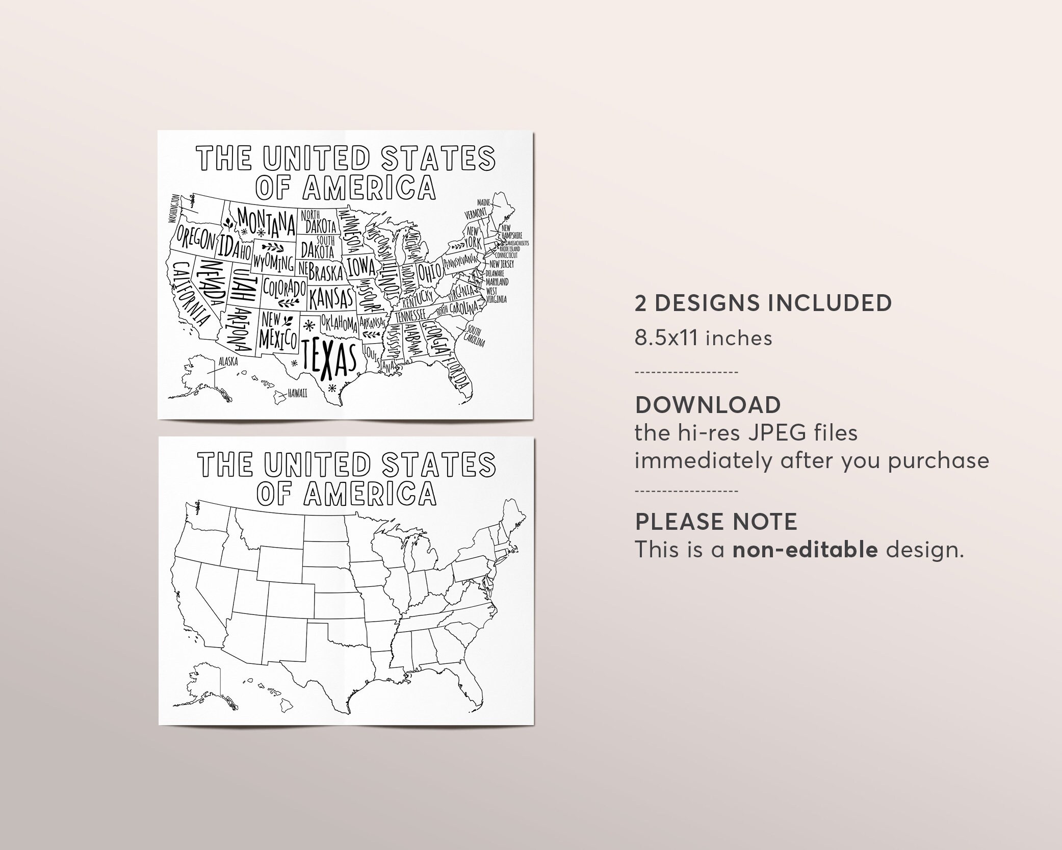 United States Map Coloring Page, States Classroom Coloring Sheet ...
