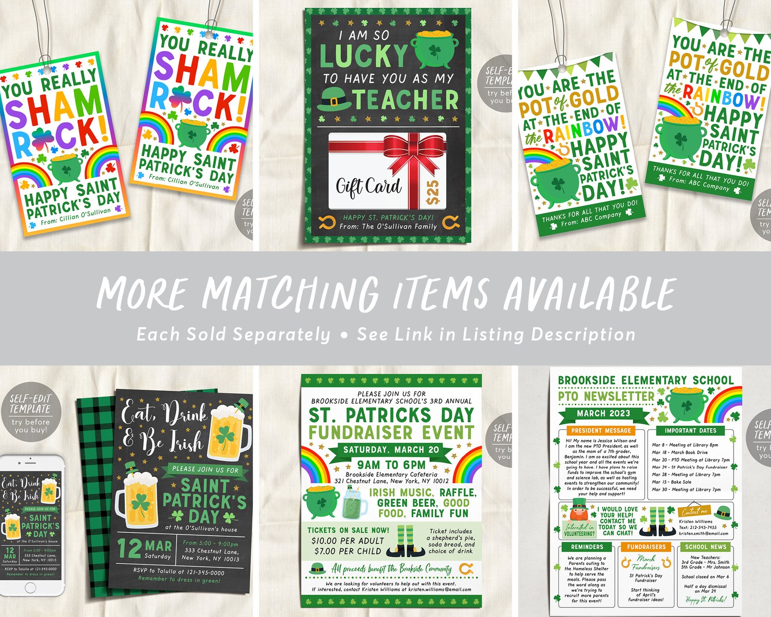 March PTO PTA Newsletter Flyer Editable Template, St. Patricks Day ...