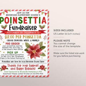 Poinsettia Fundraiser Flyer Editable Template, Christmas Poinsettia ...