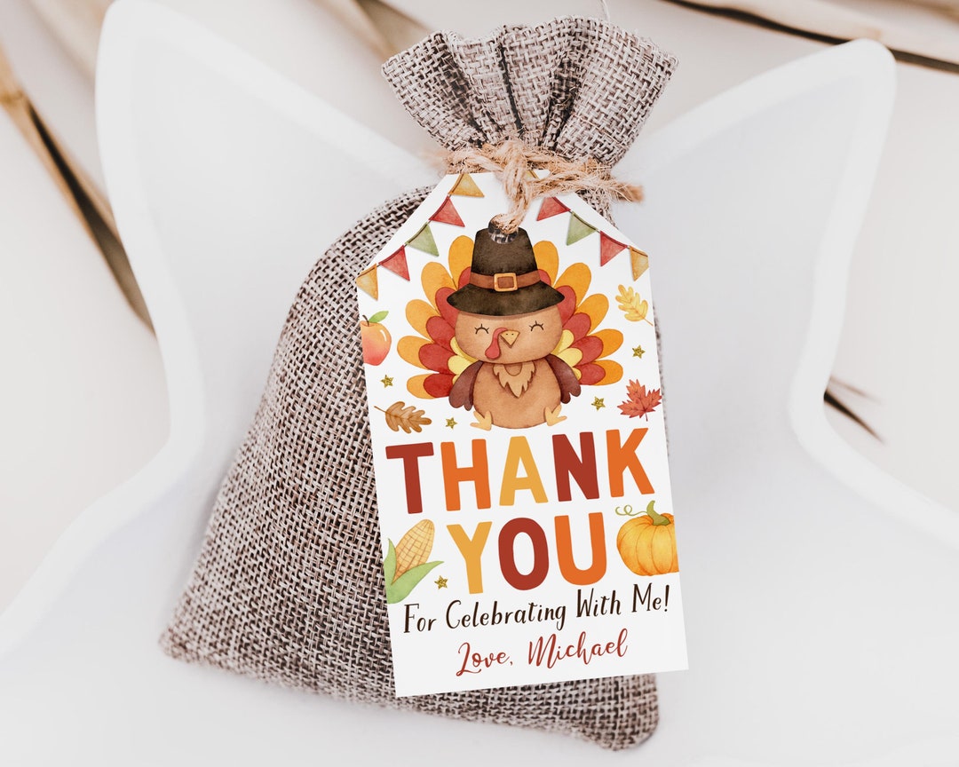 Little Turkey Birthday Favor Tags Editable Template, Thanksgiving Theme ...
