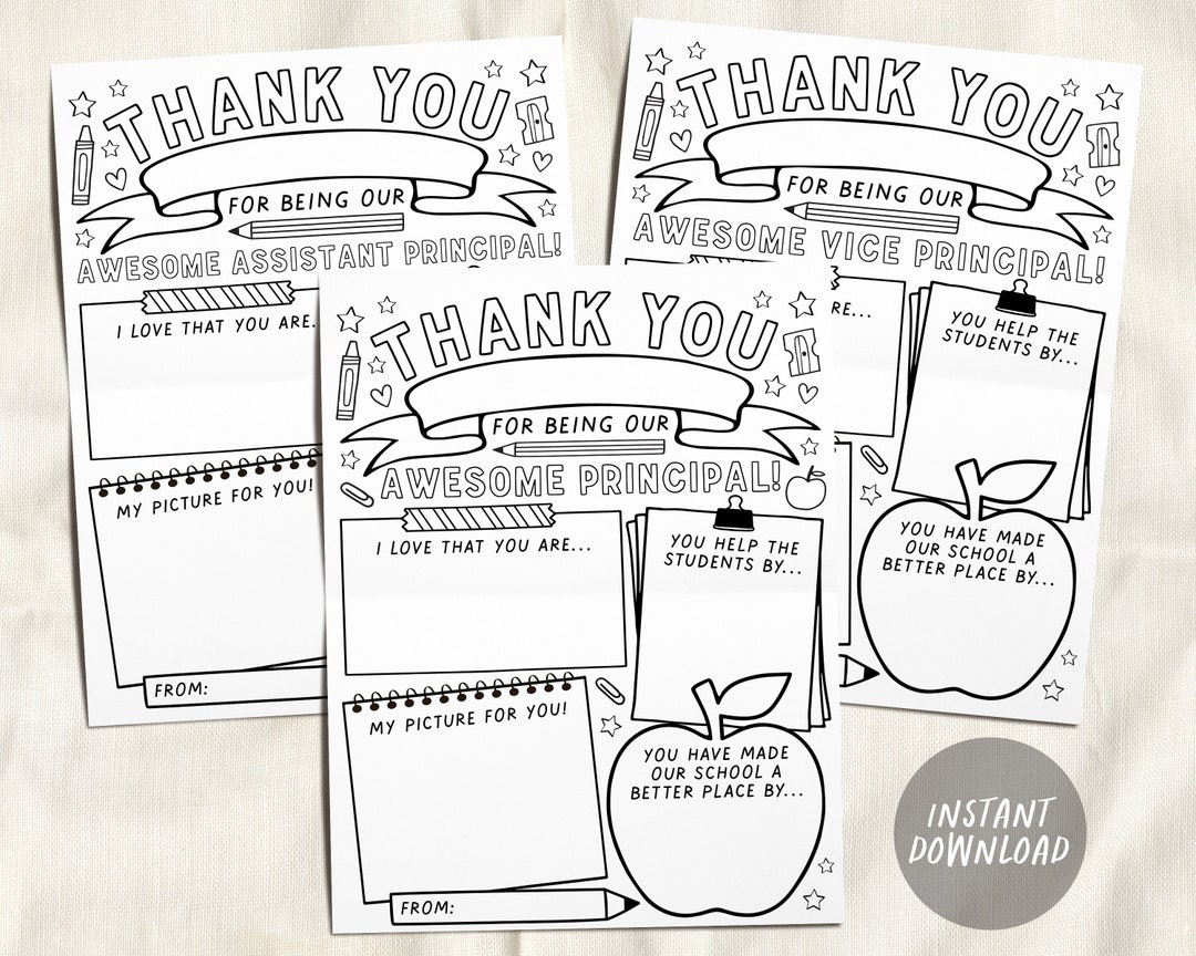 Principal Appreciation Day Thank You Printable, Vice Assistant ...
