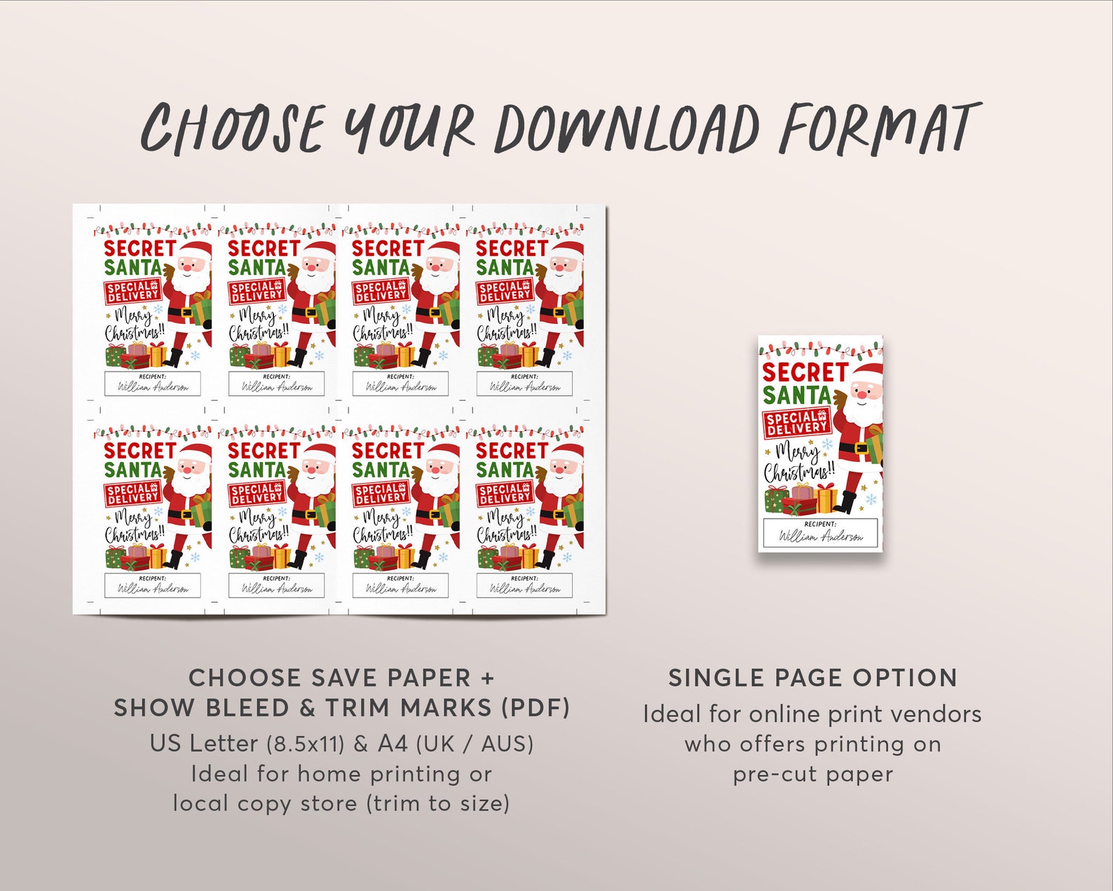 Secret Santa Gift Tags Editable Template Christmas Santa - Etsy