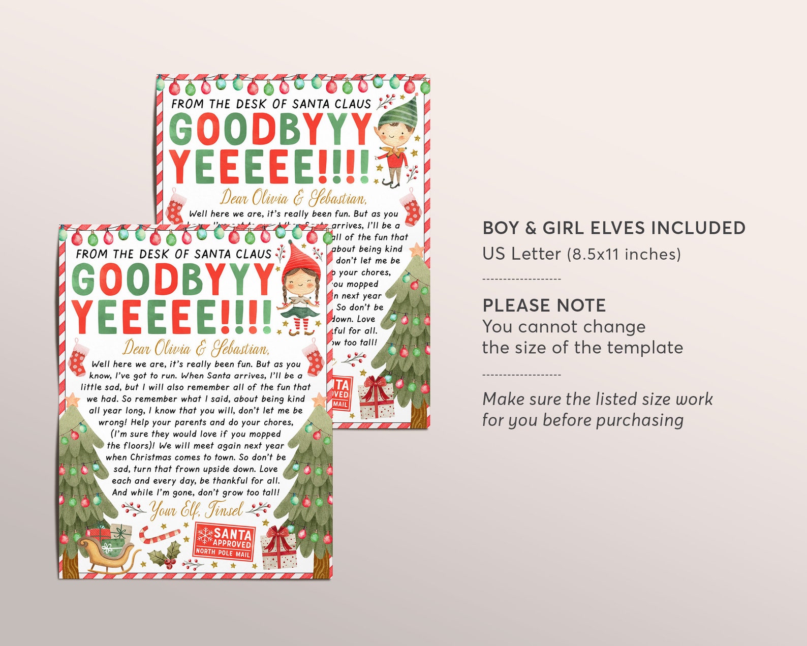 Goodbye Letter From Elf Editable Template, End of Christmas Farewell ...