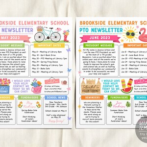 Yearly PTO PTA Newsletter Editable Template BUNDLE Set, Classroom ...