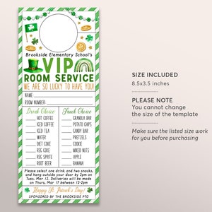 St Patricks Day VIP Room Service Door Hanger Editable Template, Saint ...