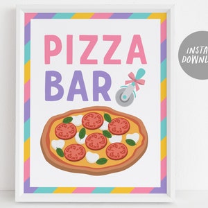 Pizza Popcorn and Pajamas Party Signs BUNDLE for Birthday, Popcorn Bar ...