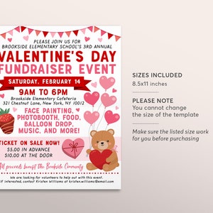 Valentine's Day Festival School Flyer Fundraiser Editable Template ...