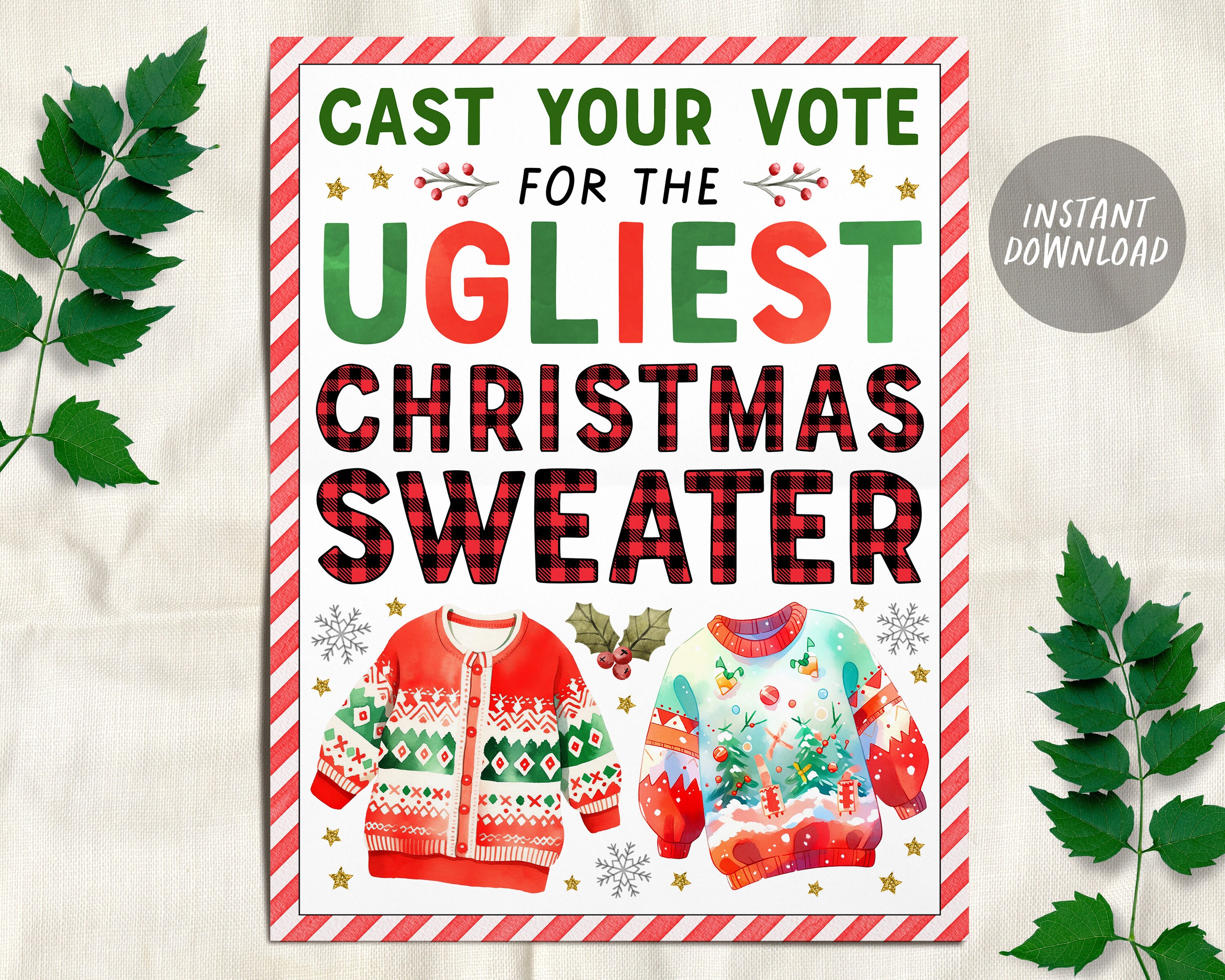 Christmas Ugly Sweater Party Decorations BUNDLE, Ugly Sweater Contest ...