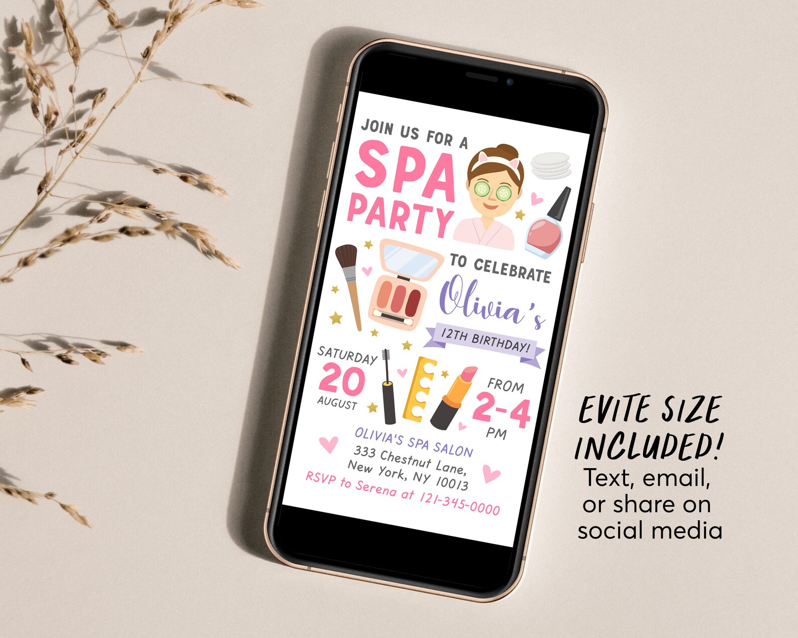 Spa Party Invitation Editable Template Makeup Party Facial - Etsy