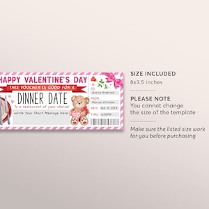 Dinner Night Gift Voucher Certificate Editable Template, Surprise ...
