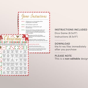 Christmas Gift Exchange Dice Game Printable, White Elephant Holiday ...