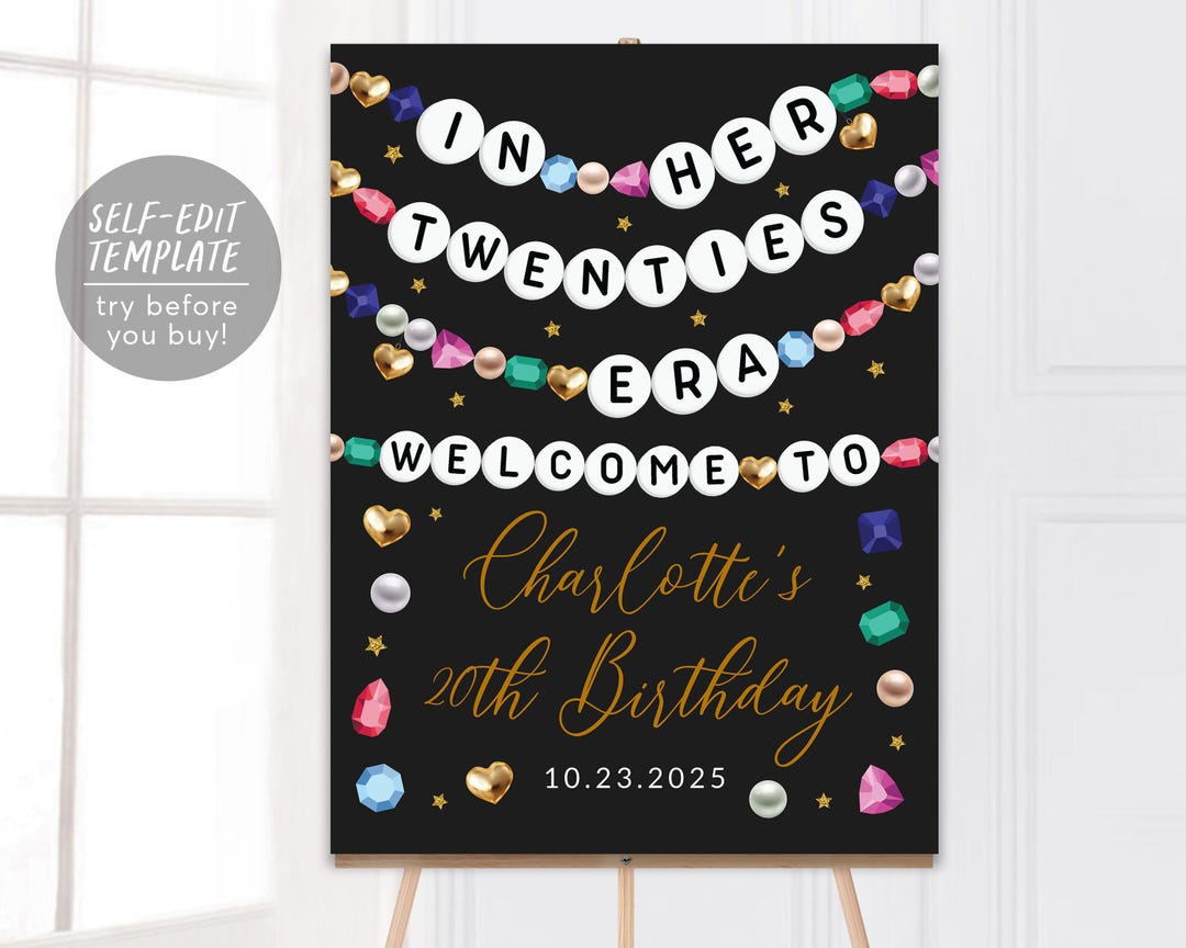 In My Twenties Era Welcome Sign Editable Template, Eras Friendship ...