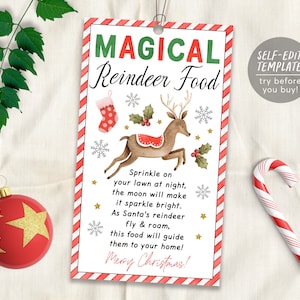 Magical Reindeer Food Tag Editable Template, Christmas Magic Reindeer ...