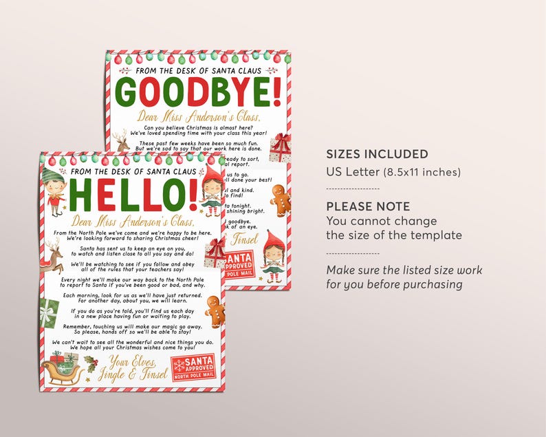 Elf Letter for Classroom Editable Template, Girl and Boy Elves Arrival ...