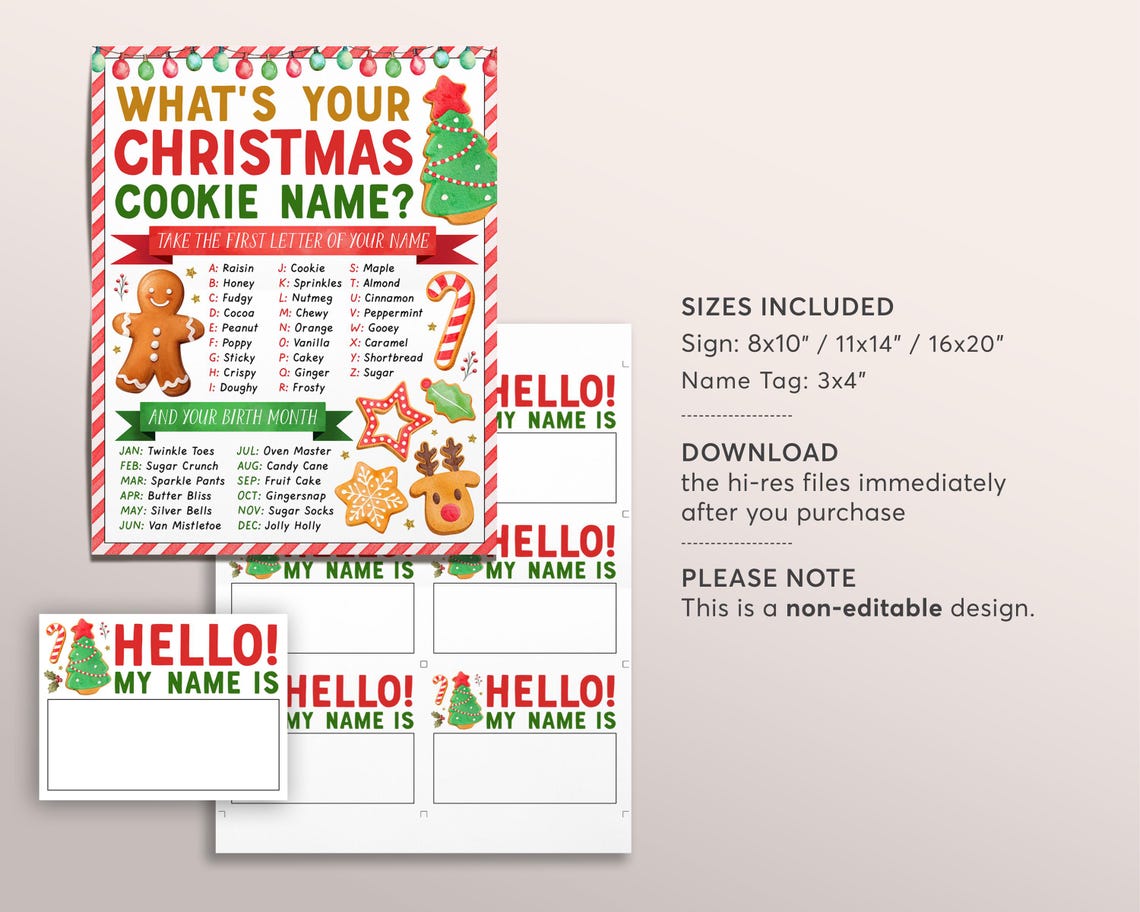 What's Your Christmas Cookie Name Game, Gingerbread Cookie Decorating ...