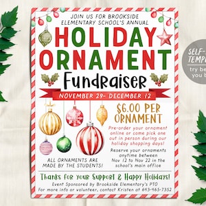Christmas Ornament Fundraiser Flyer Editable Template, Holiday Craft ...