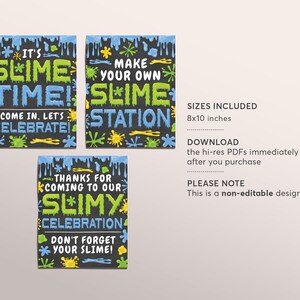 Slime Signs Printable, BOY Birthday Party Slime Decorations, It's Slime ...