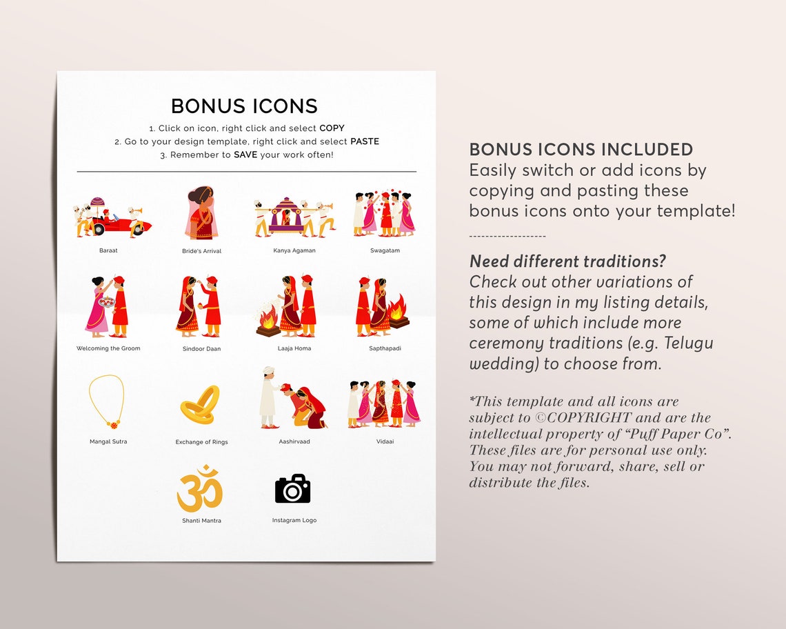 Hindu Ceremony Guide Editable Template , Long Hindu Wedding Program ...