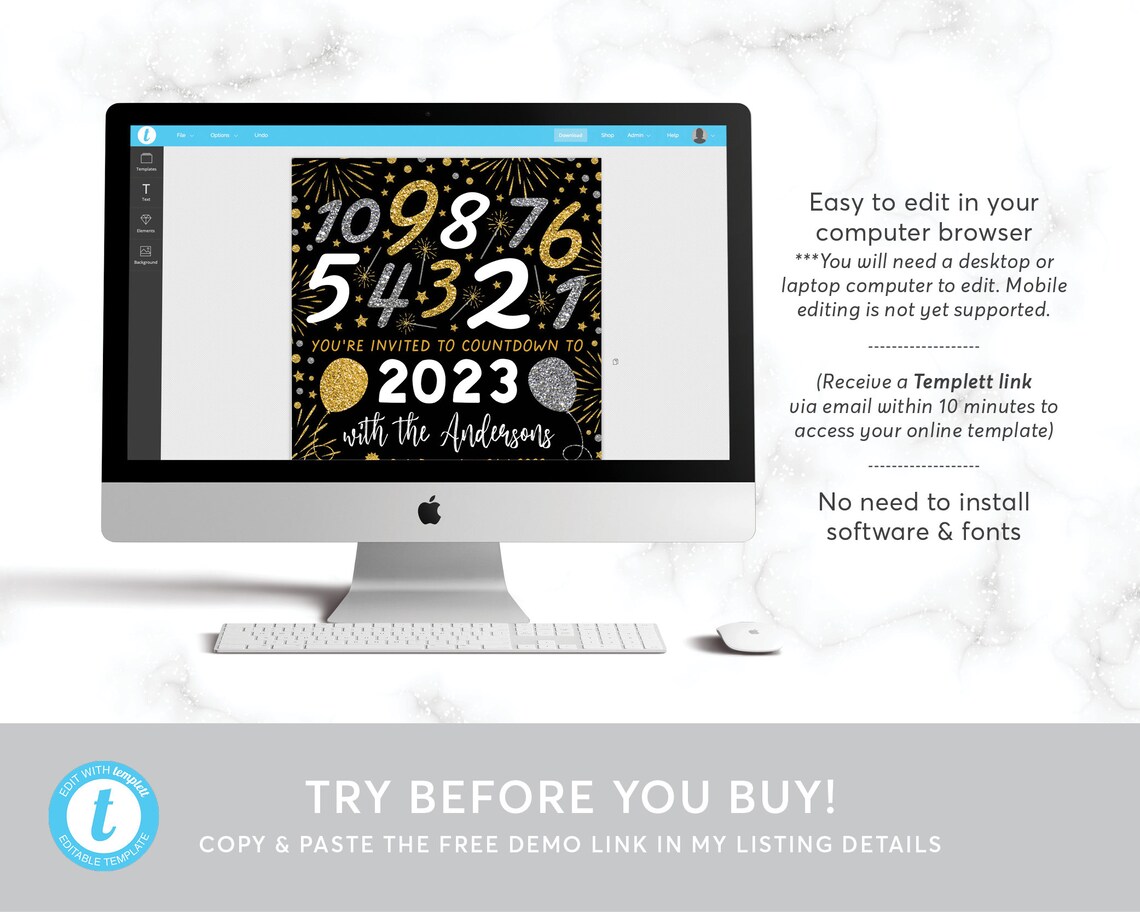 New Years Eve Countdown Party Invitation Editable Template - Etsy