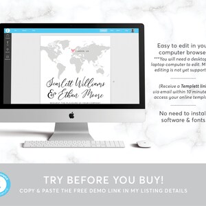 Editable World Map Wedding Invitation Suite Template | Etsy