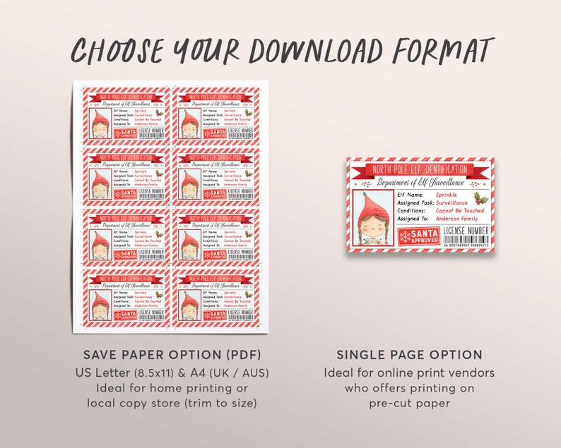 Elf ID Card Editable Template, Lost Boy and Girl Elf License, Santa Cam ...
