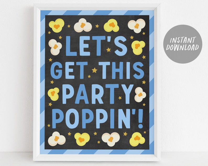 Pizza Popcorn and Pajamas Party Signs BUNDLE for Birthday, Popcorn Bar ...