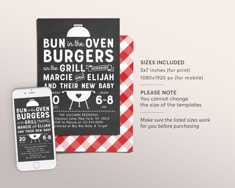 Editable Babyque BABY-Q BBQ Baby Shower Invitation Template - Etsy