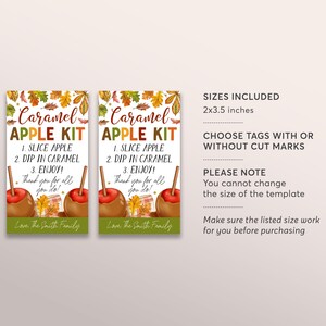Caramel Apple Kit Tags Editable Template, Fall Caramel Apple Gift ...