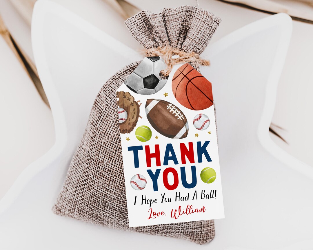 All Star Sports Birthday Party Favor Tags Editable Template, It's Game ...