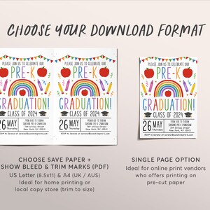 Pre-k Graduation Invitation Editable Template, Class Graduation ...