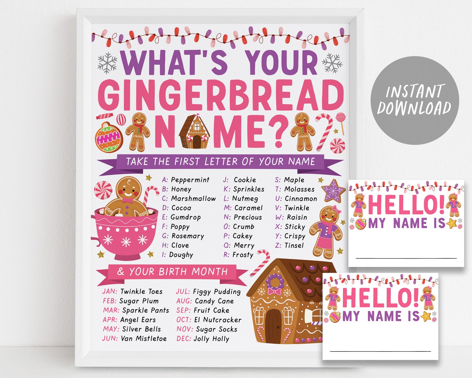 What's Your Gingerbread Name Game, Gingerbread Decorating Birthday ...