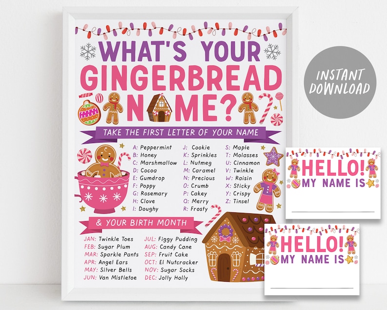 What's Your Gingerbread Name Game, Gingerbread Decorating Birthday ...