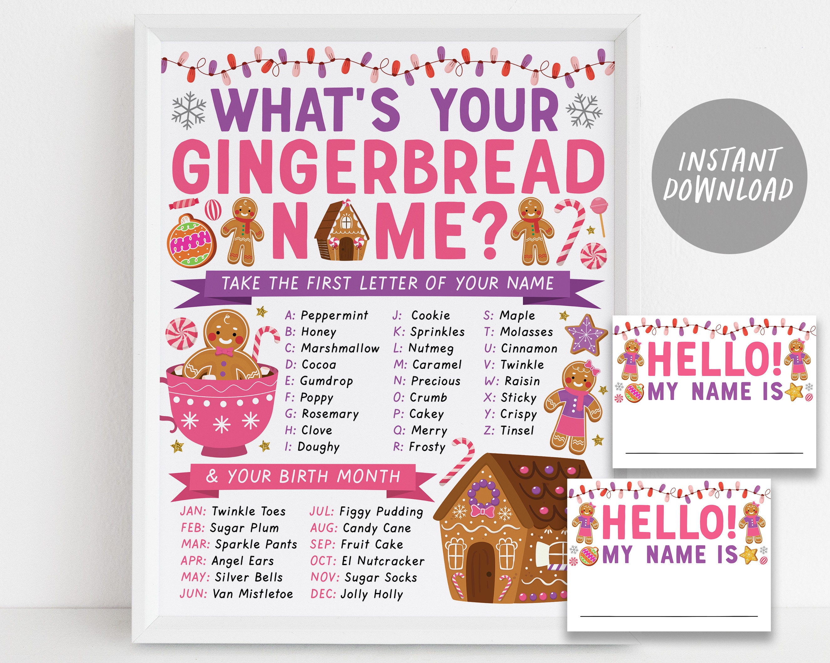 What's Your Gingerbread Name Game, Gingerbread Decorating Birthday ...