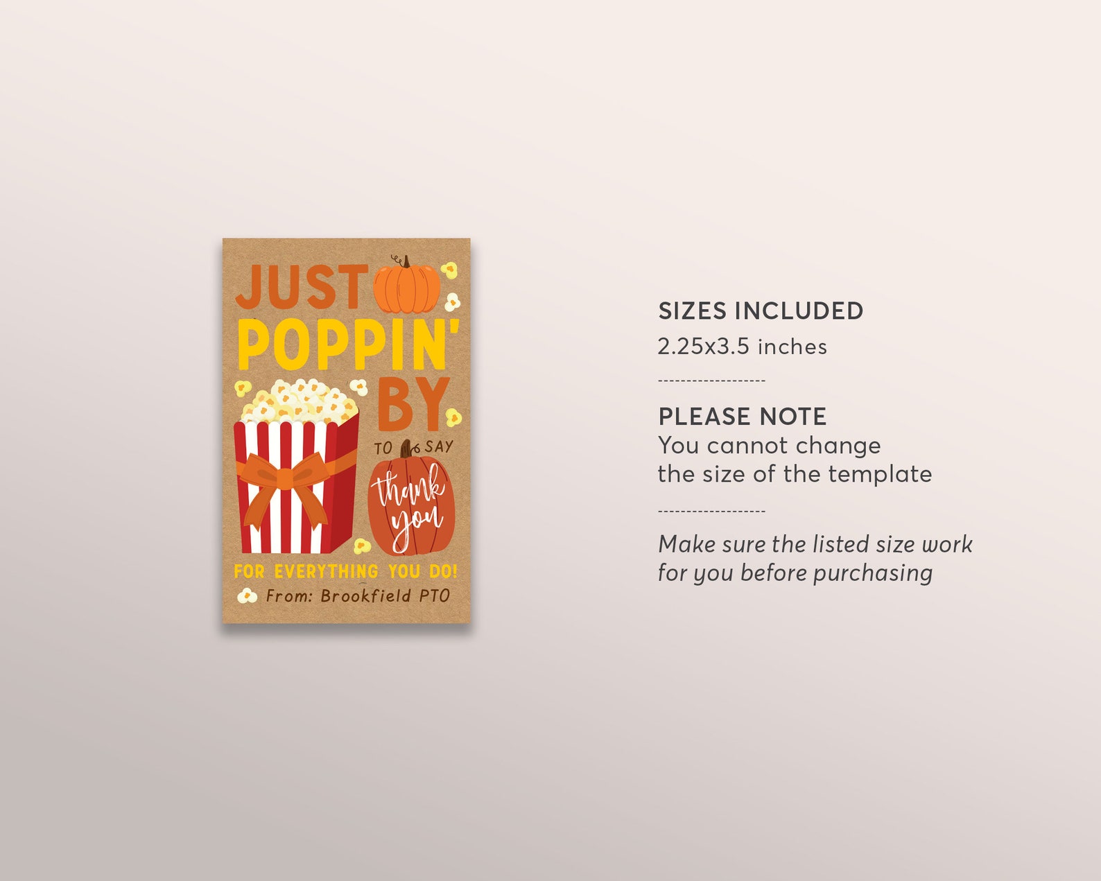 Fall Popcorn Thank You Gift Tags Editable Template, Autumn Thanksgiving ...