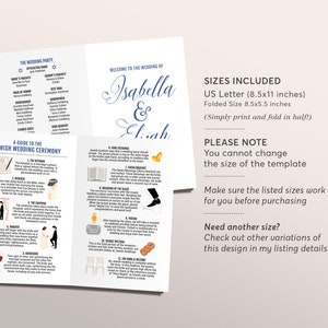 Jewish Wedding Program Infographic, Bifold Program, Editable Ceremony ...