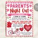 Valentine's Day Parent's Night Out Flyer Editable Template, Valentine ...