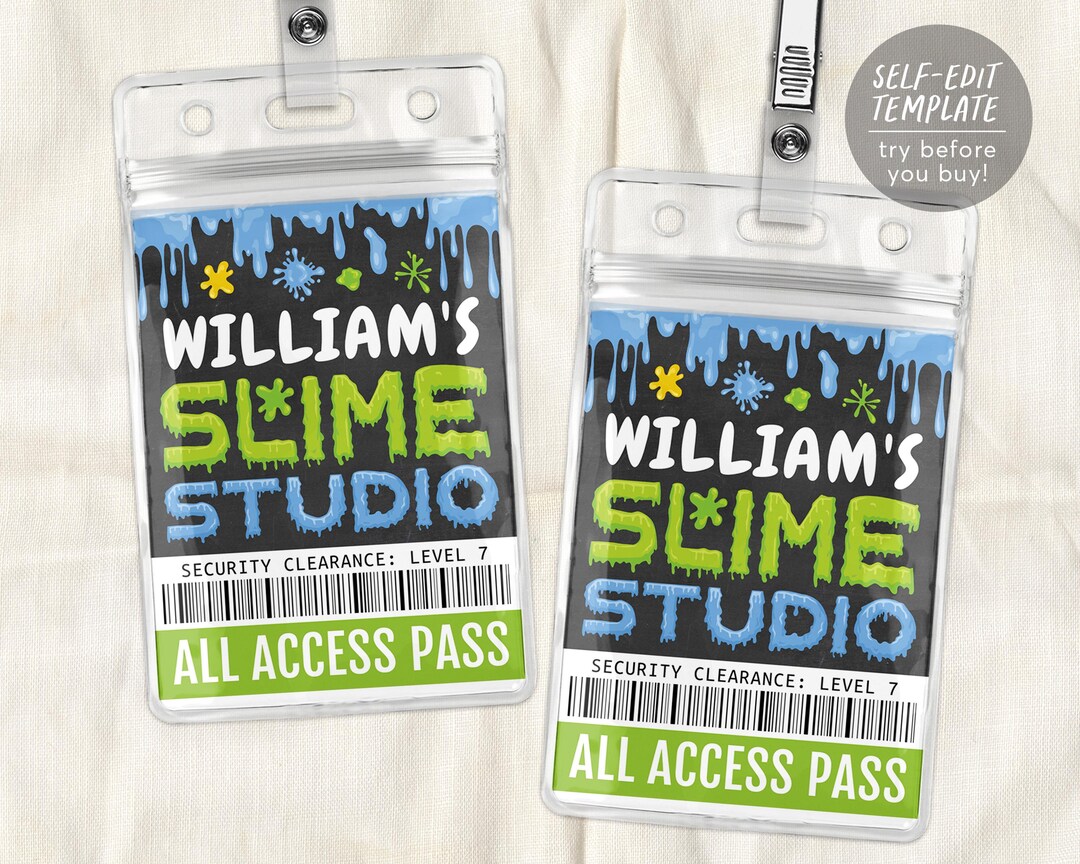Slime Studio VIP Pass Editable Template, Boy Slime Entry Workshop All ...