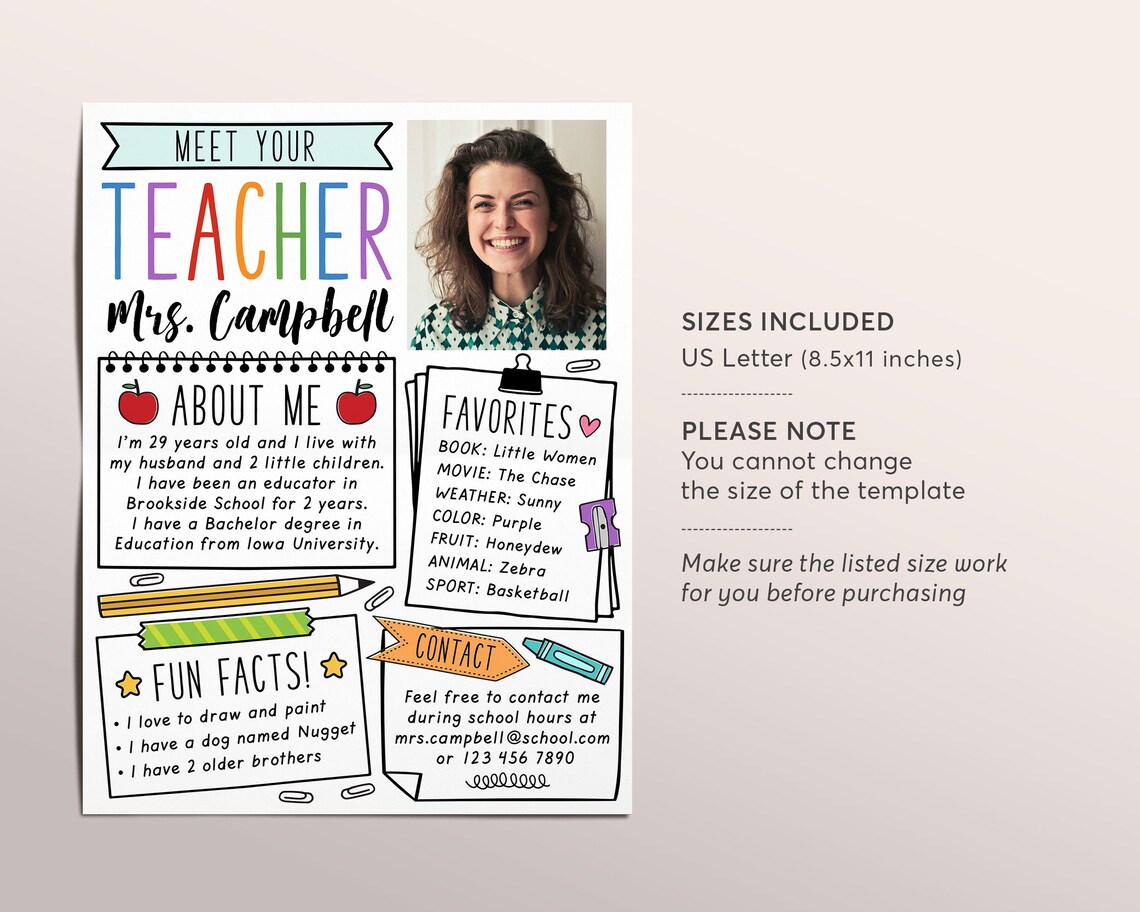 Meet the Teacher Editable Template Back to School Welcome - Etsy